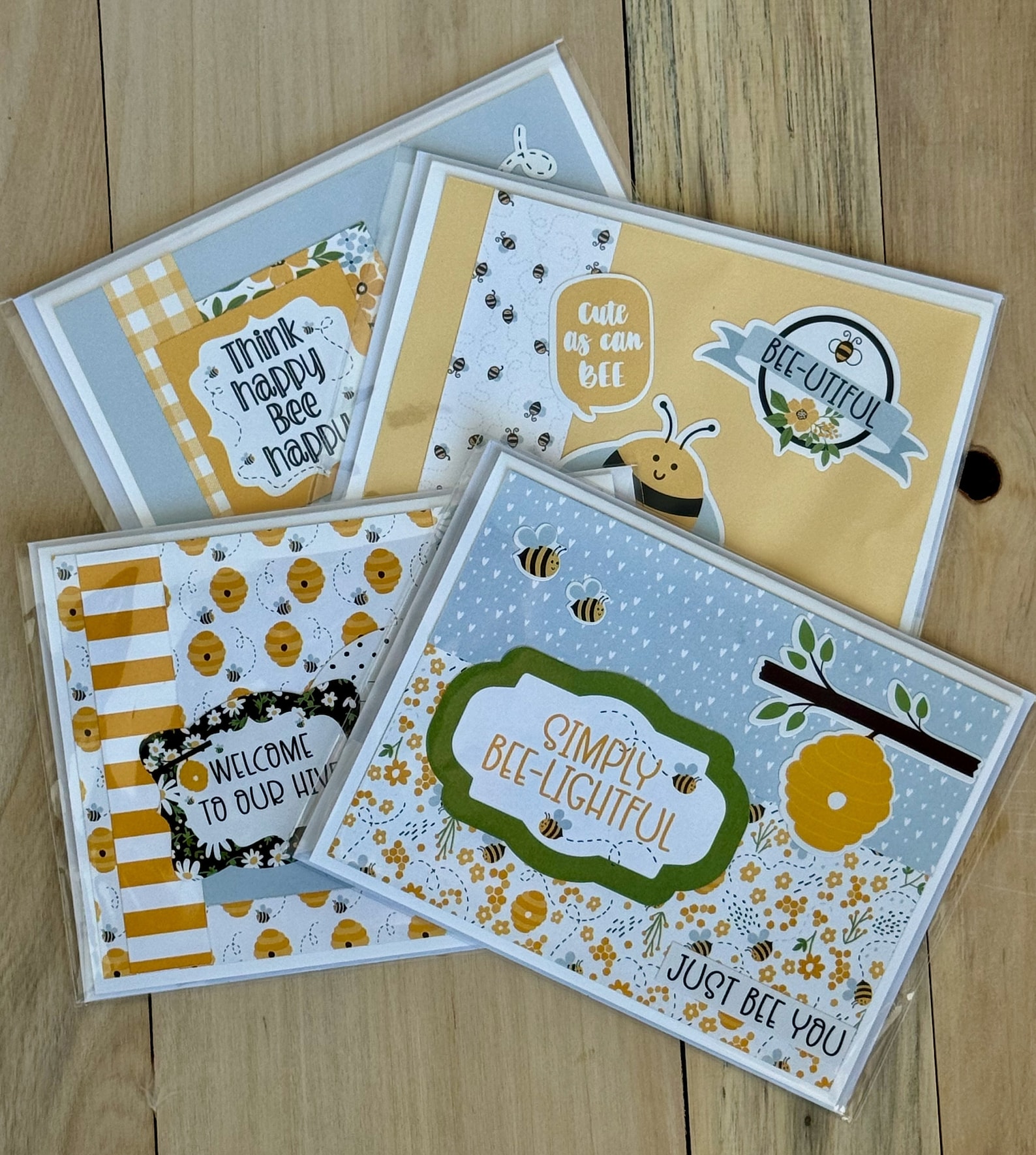 Bee Happy Friendship Cards. Set of 4 Notecards {bee Set#4} - Etsy