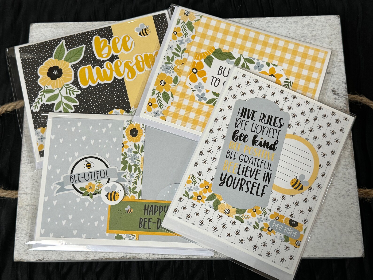 Bee Happy Friendship Cards. Set of 4 Notecards {bee Set#1} - Etsy