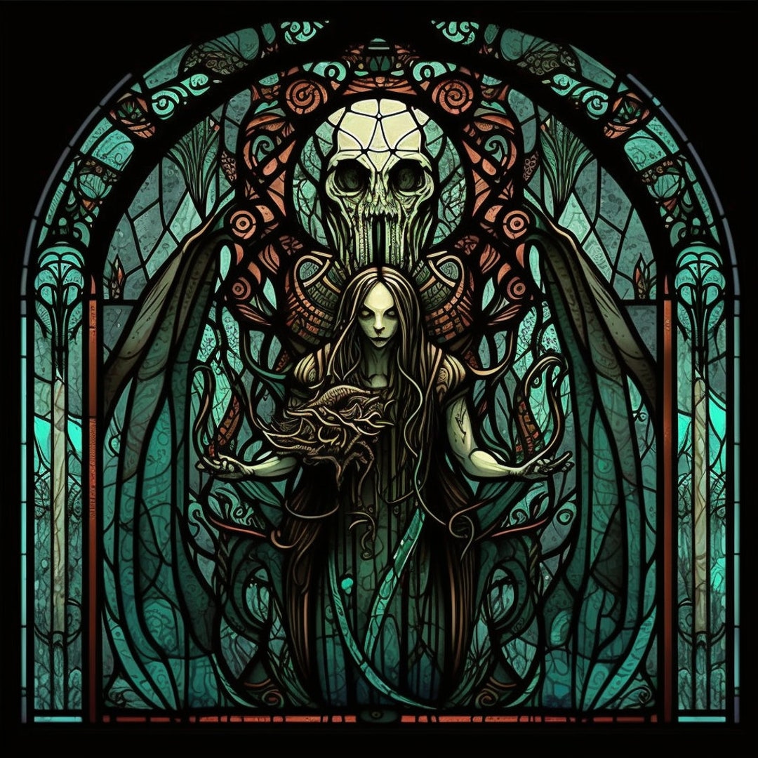 Cthulu Priestess Stained-glass Horror Print - Etsy