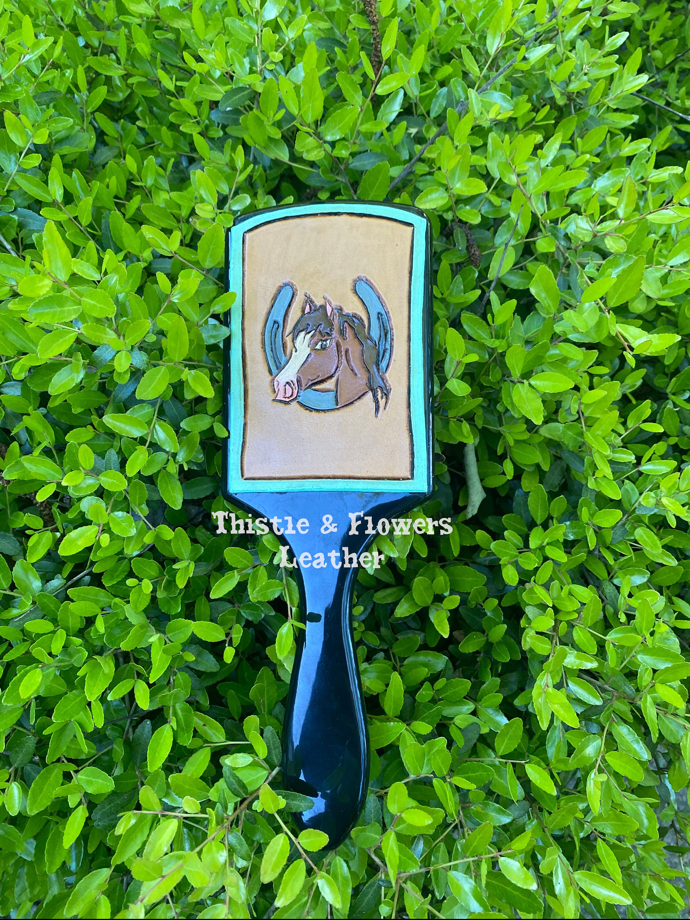 Tooled Leather Hairbrush Western Cowgirl Hairbrush Paddle Brush Rodeo ...