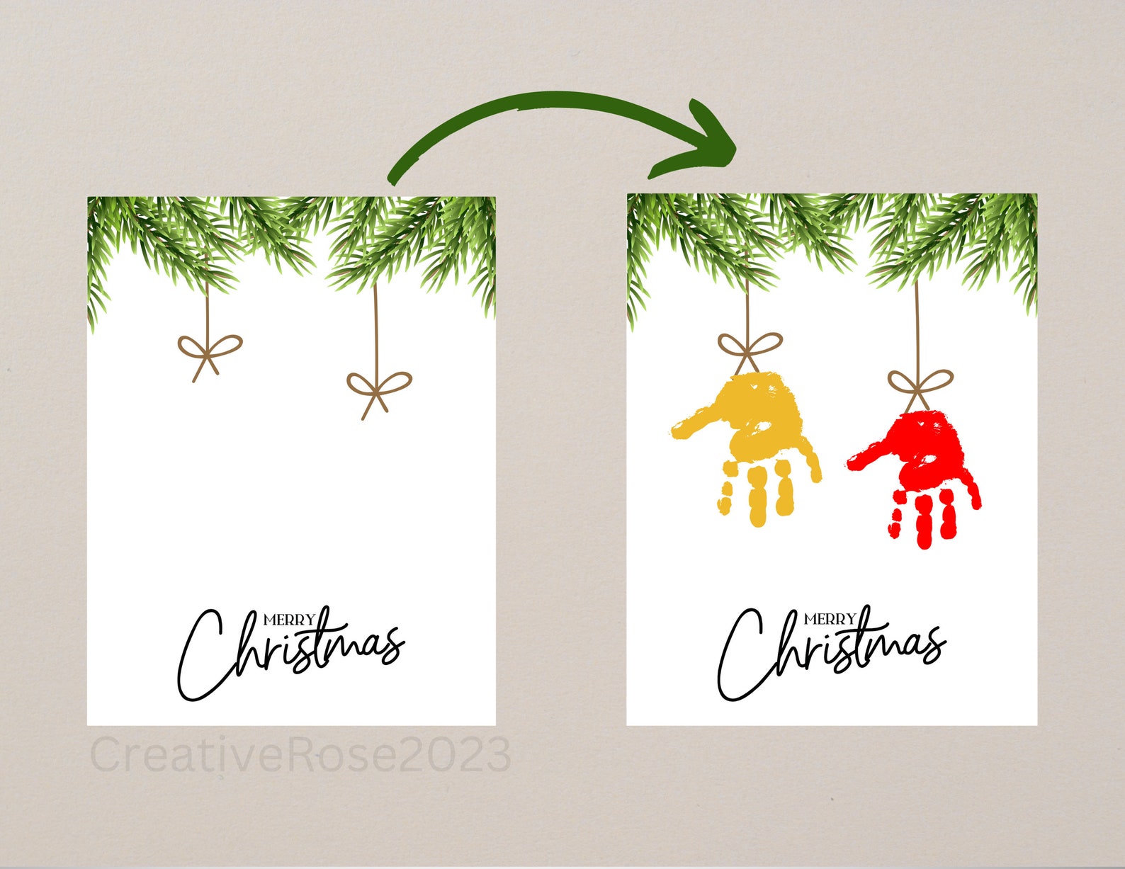 Christmas Ornament Handprint Art Painting Craft Printable Template Baby ...