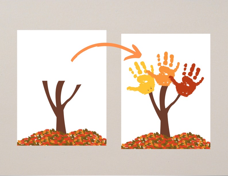Fall Handprint Art Painting Craft Printable Template Baby Toddler Child ...