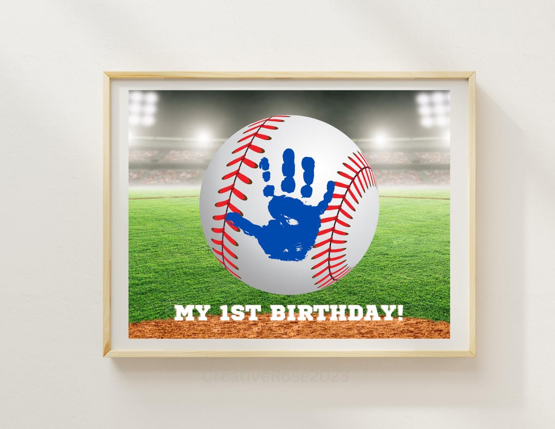 Baseball Handprint Art | 1st Birthday Boy Handprint Craft | Baseball ...
