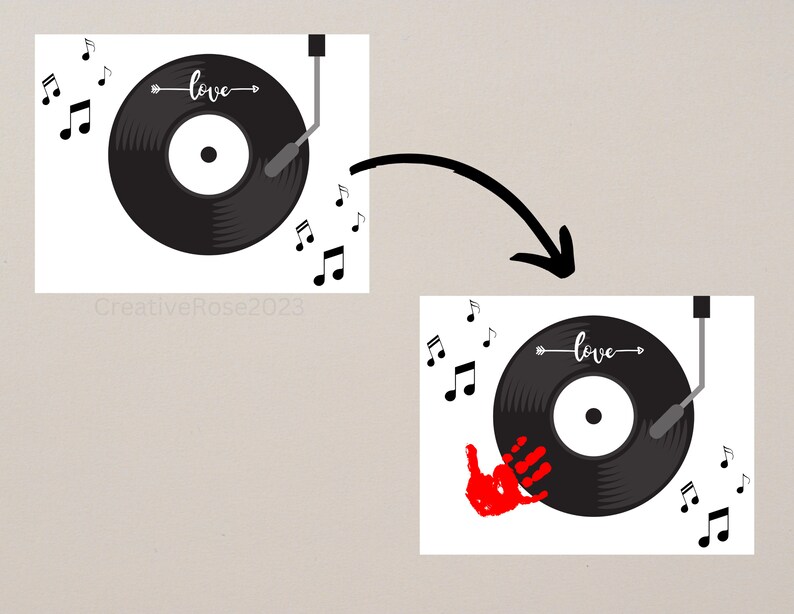 Kids Vintage Record Music Player Handprint Footprint Art Painting Craft ...