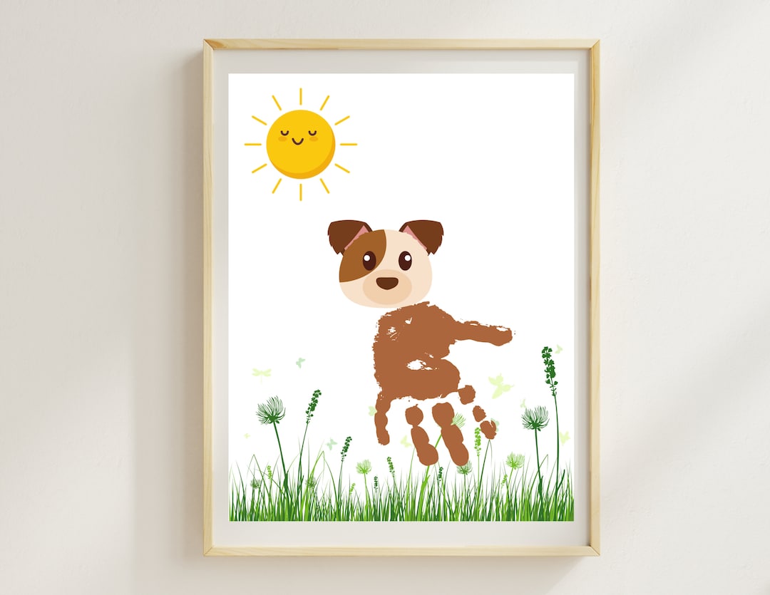 Dog Handprint Art Craft Printable Template for Dog Lovers From Baby ...