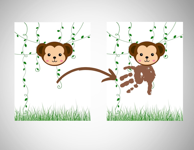 DIY Monkey Jungle Animal Handprint Footprint Art Craft Printable ...