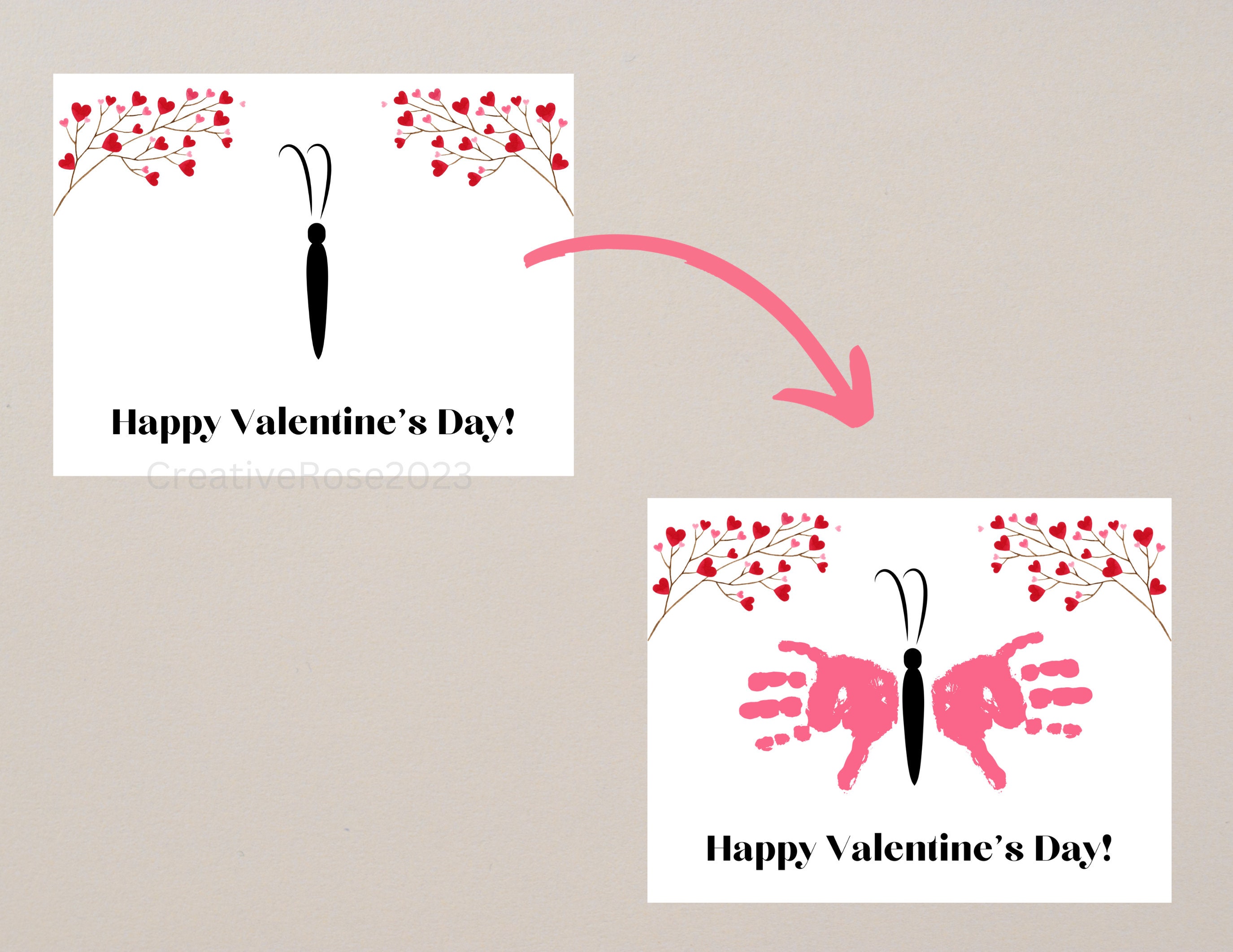 Valentines Day Butterfly Handprint Footprint Art Painting Craft ...