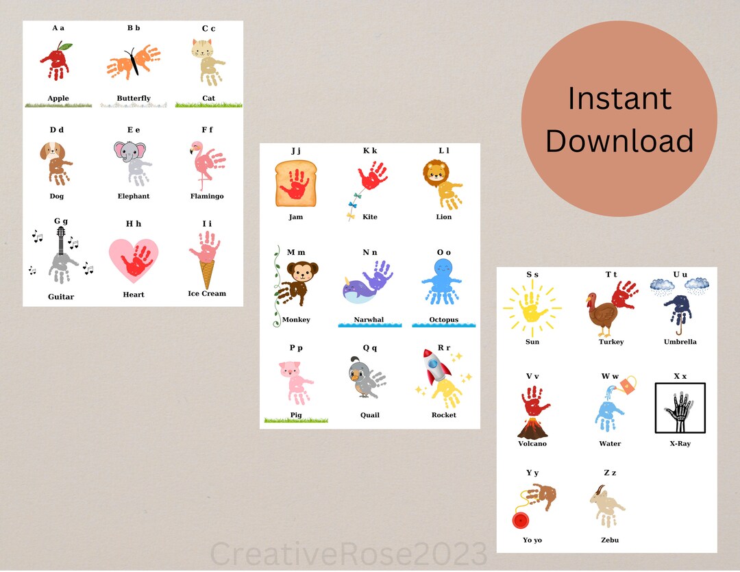 Alphabet Letters Printable Handprint Art Book for Preschool ...