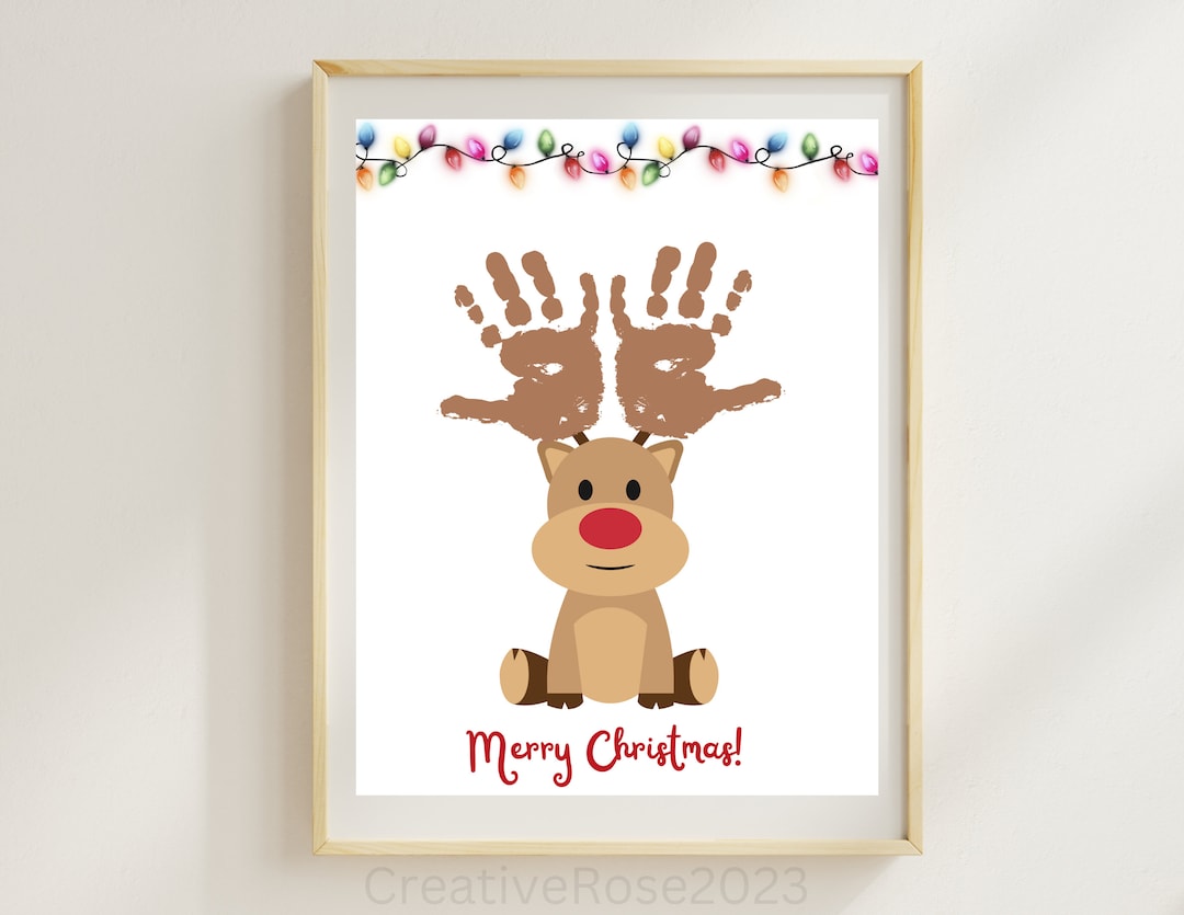 Reindeer Handprint Art | My First Christmas Handprint Craft Printable ...