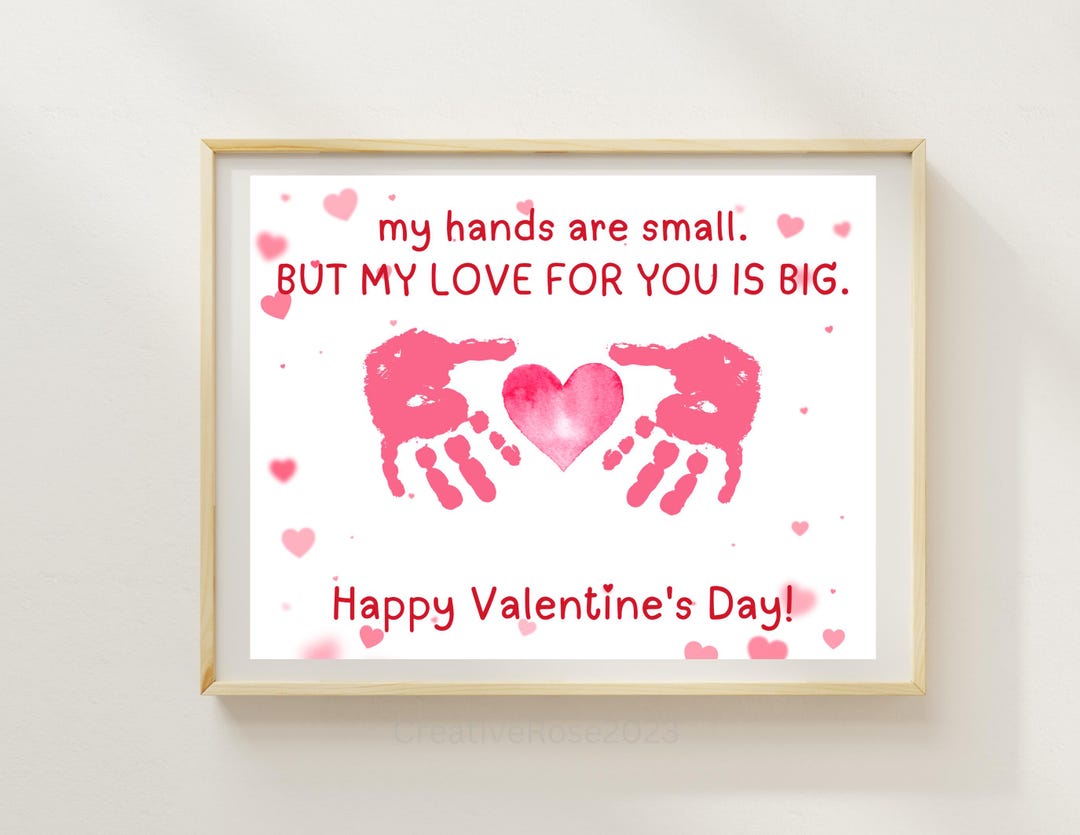 Valentine’s Day Handprint Art Printable | Kids Valentine Craft | Heart ...