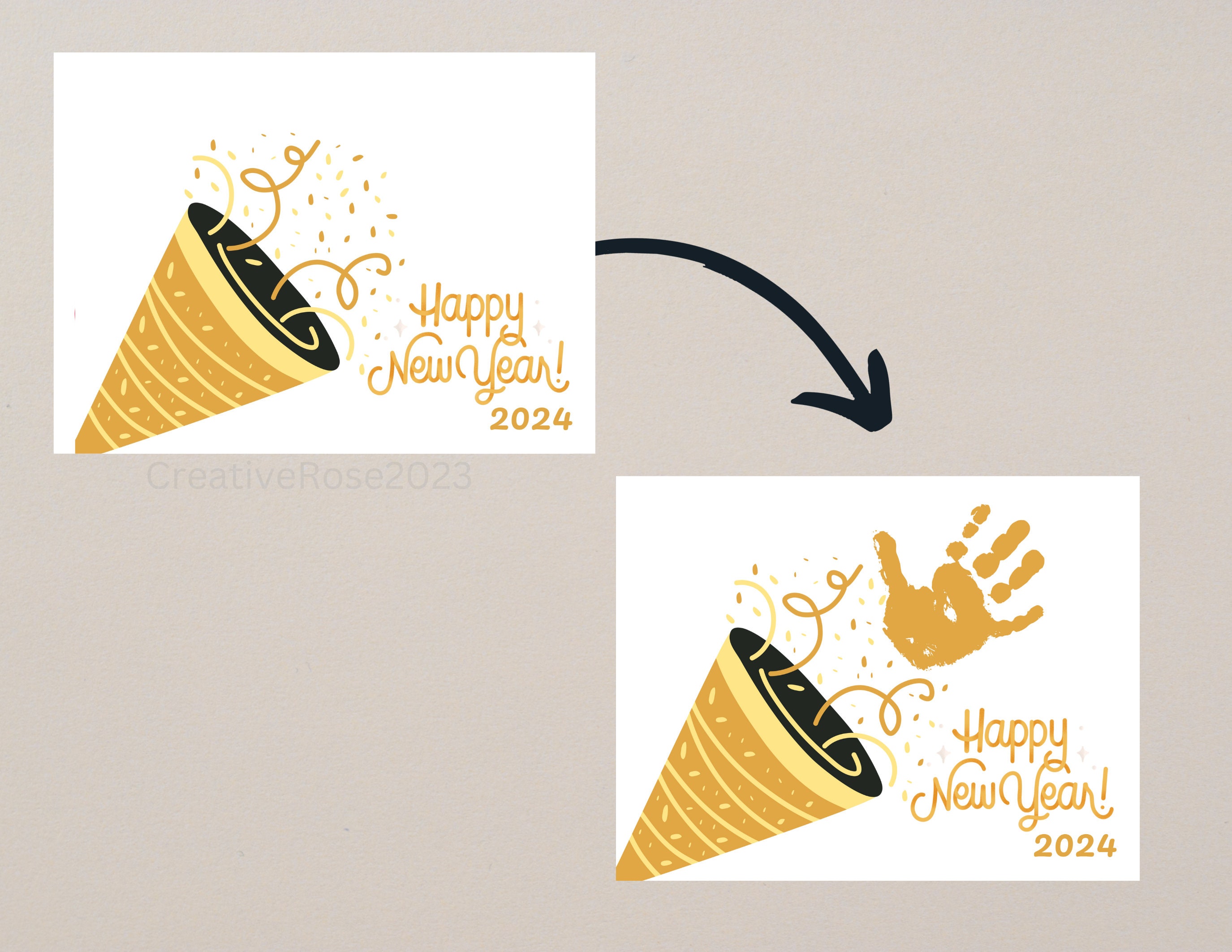 New Years Eve Party Handprint Art Craft Printable Template Gift for ...