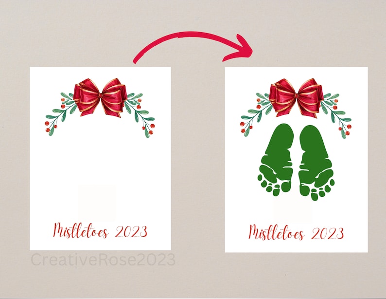 Christmas Mistletoes Footprint Art Painting Craft Printable Template ...