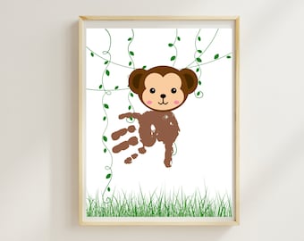 Giraffe Animal Handprint Art Painting Craft Gift Printable Template for ...