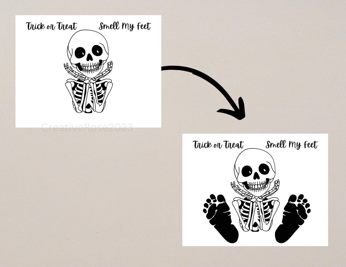 Skeleton Footprint Art Printable | Halloween Handprint Art | Fall ...