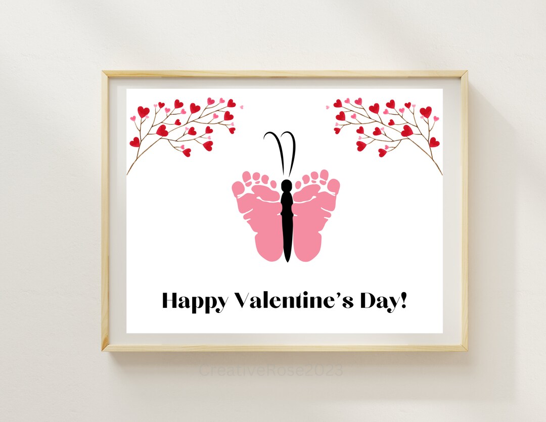 Valentines Day Butterfly Handprint Footprint Art Painting Craft ...