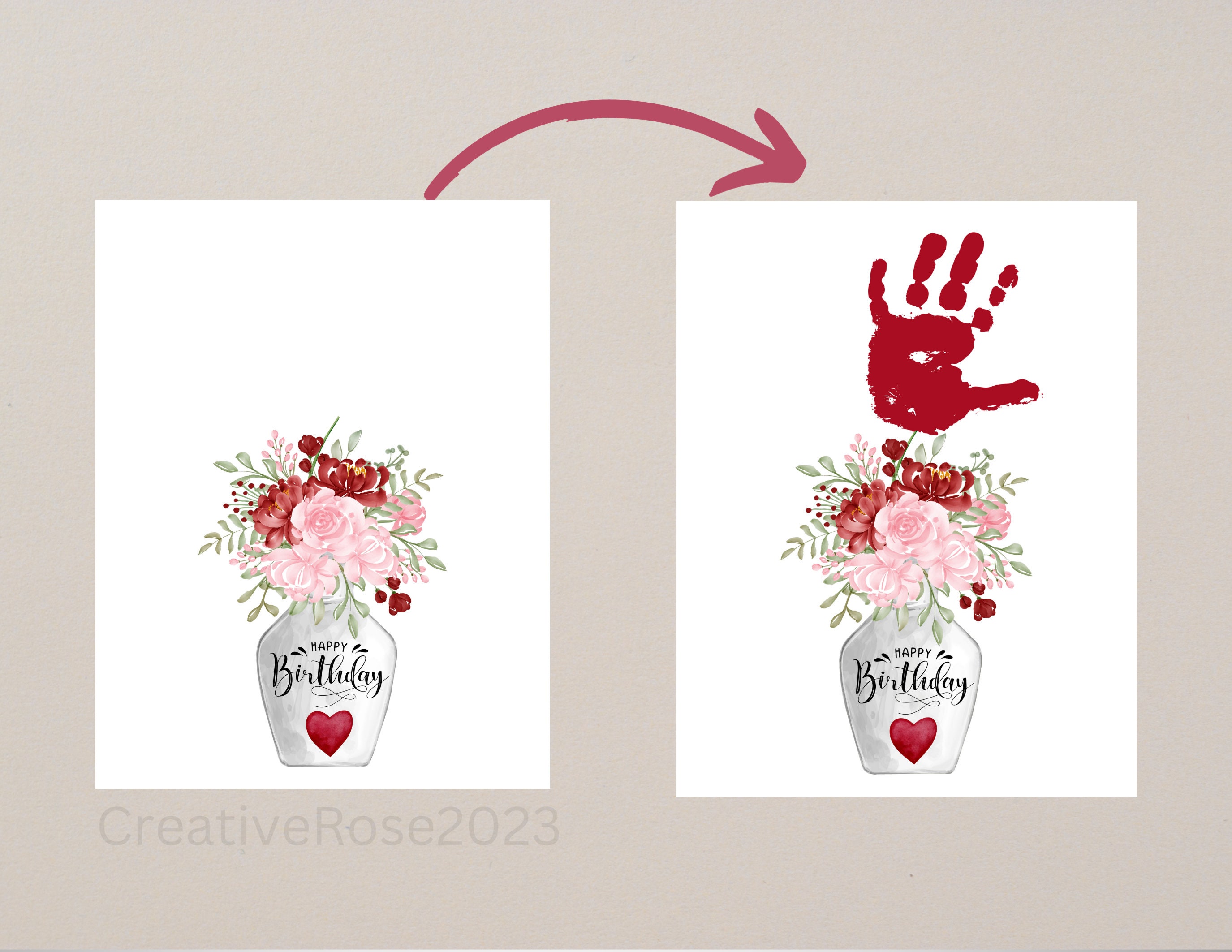 Wildflower Handprint Art Birthday Card From Baby, Toddler, or Preschool ...