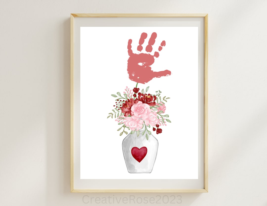 Flower Handprint Craft | Spring Art Card Decor | Kids Memory Keepsake ...