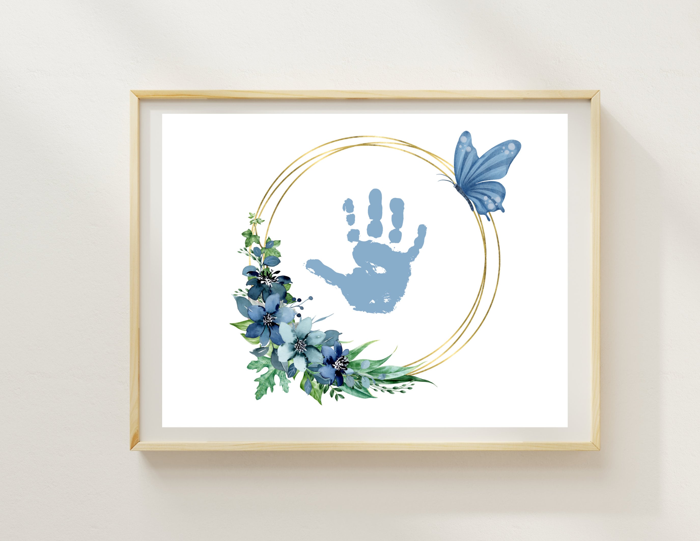 Butterfly Handprint Art Printable Craft in Blue for Baby, Toddler, and ...