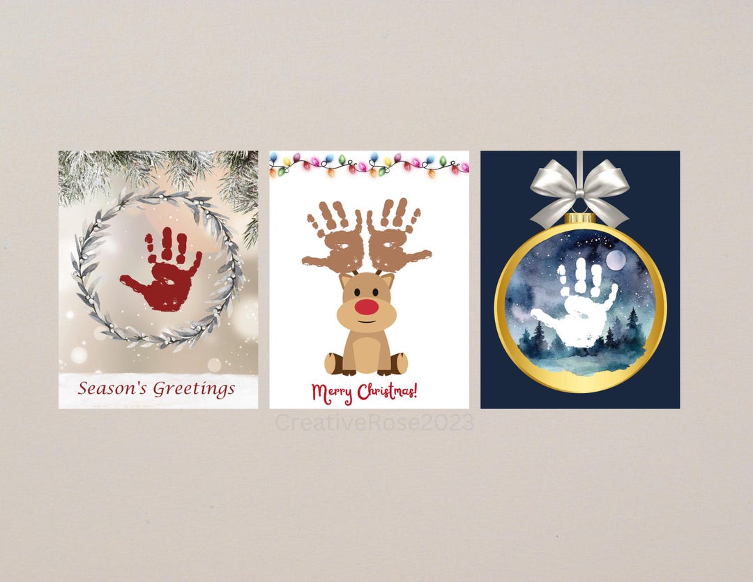 Christmas Handprint Art Printable Set of 3 | Reindeer Handprint ...
