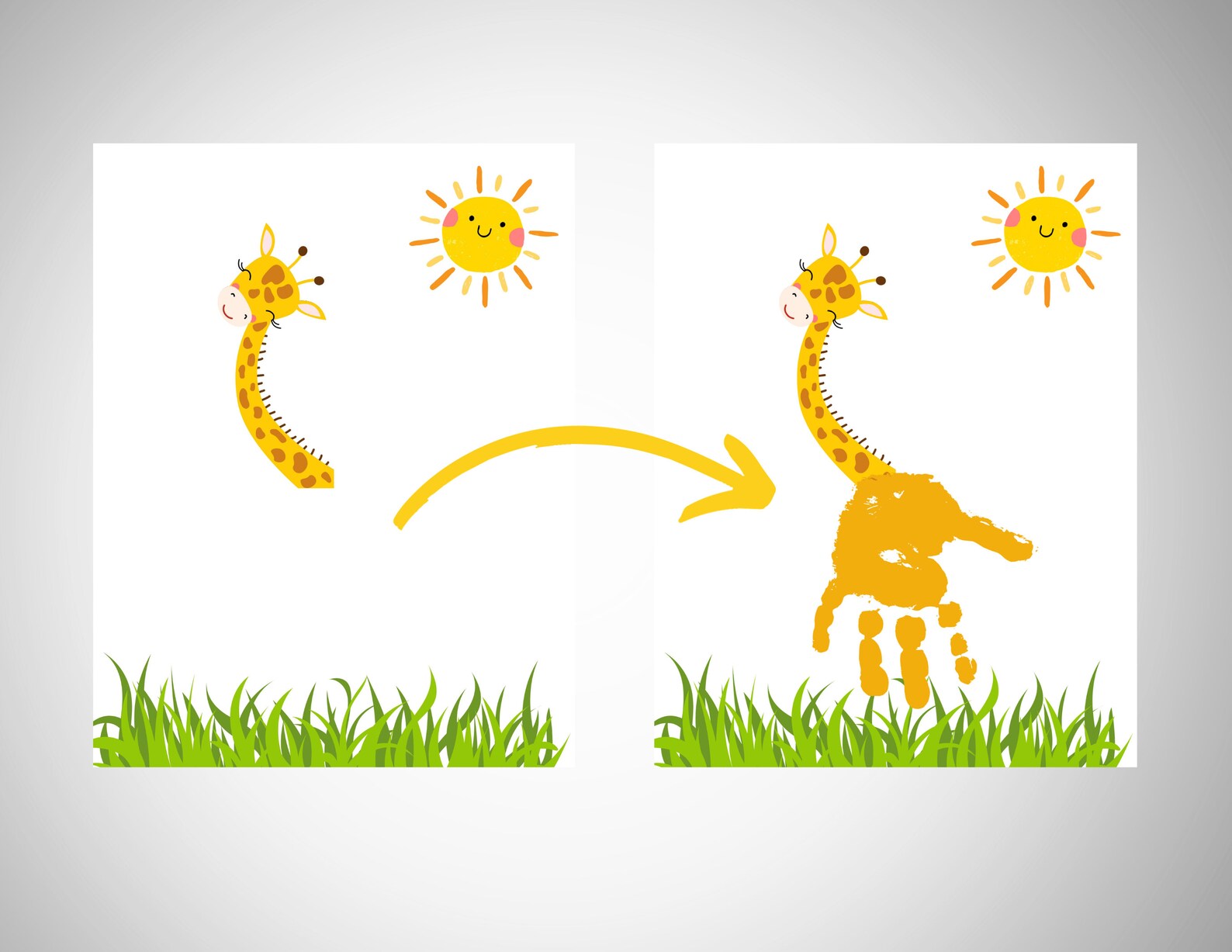 Giraffe Animal Handprint Art Painting Craft Gift Printable Template for ...