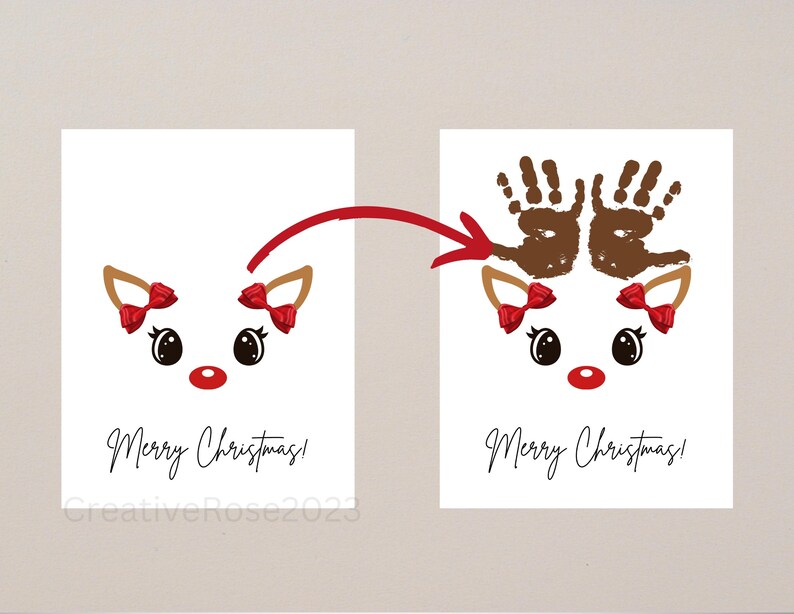 Reindeer Handprint Art Printable | My First Christmas Handprint Craft ...
