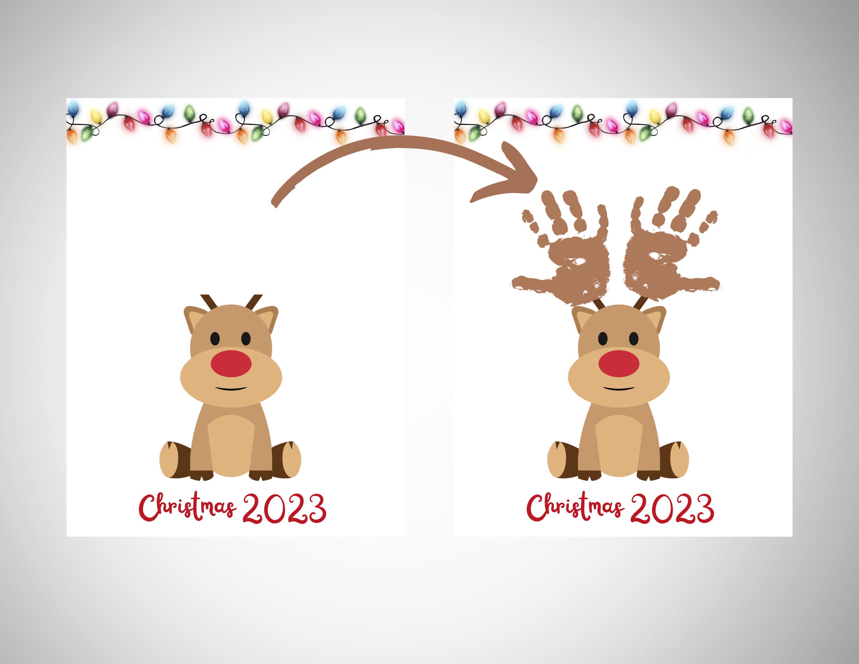 Reindeer Christmas Handprint Art Painting Craft Printable Template Baby ...