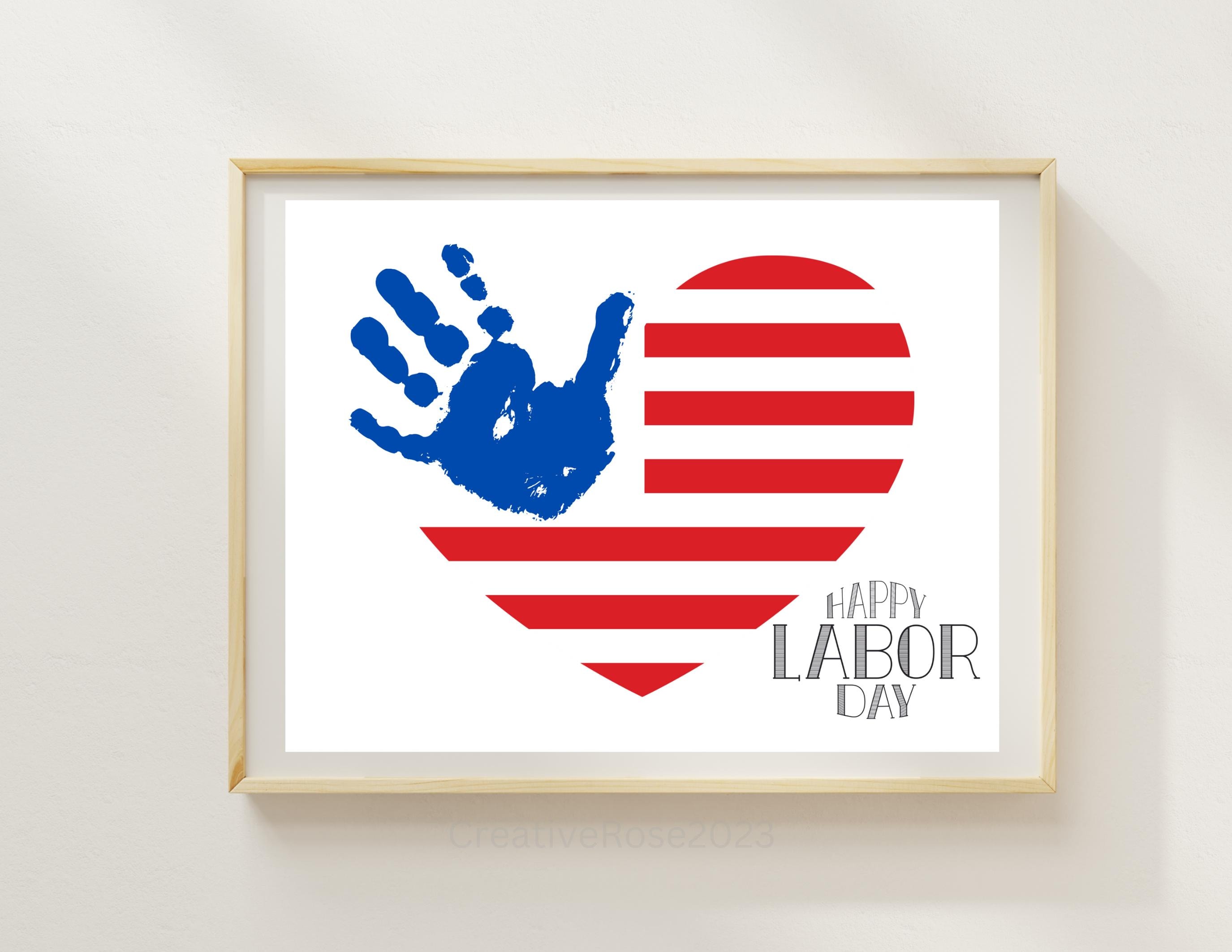 Labor Day Handprint Art Printable | Labor Day Craft for Preschool ...