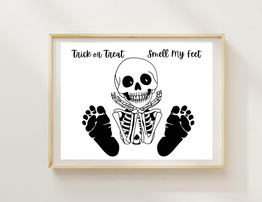 Skeleton Footprint Art Printable | Halloween Handprint Art | Fall ...