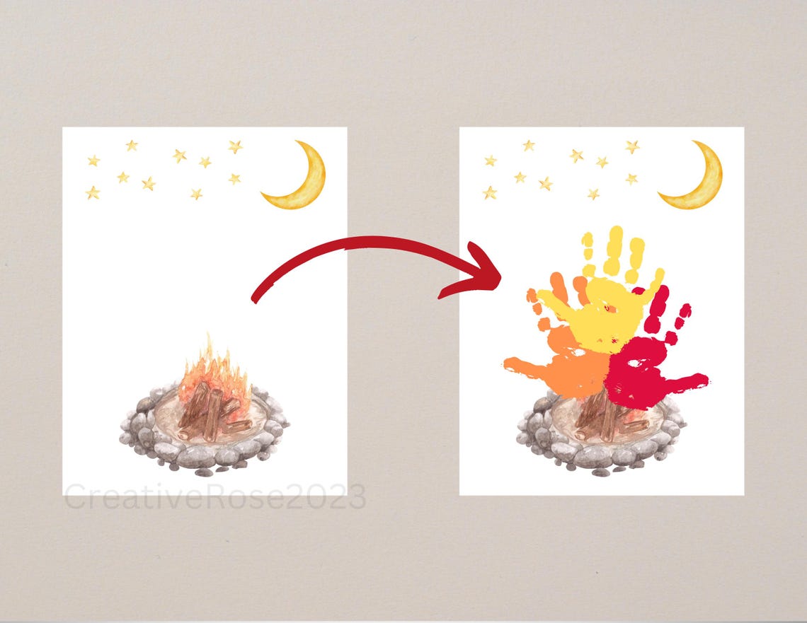 Campfire Handprint Art Printable | Fall Handprint Craft | Summer ...