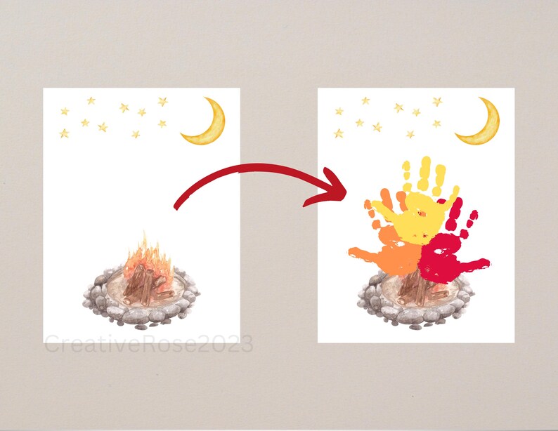 Campfire Handprint Art Printable | Fall Handprint Craft | Summer ...