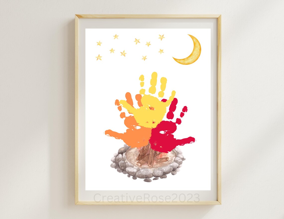 Campfire Handprint Art Printable | Fall Handprint Craft | Summer ...
