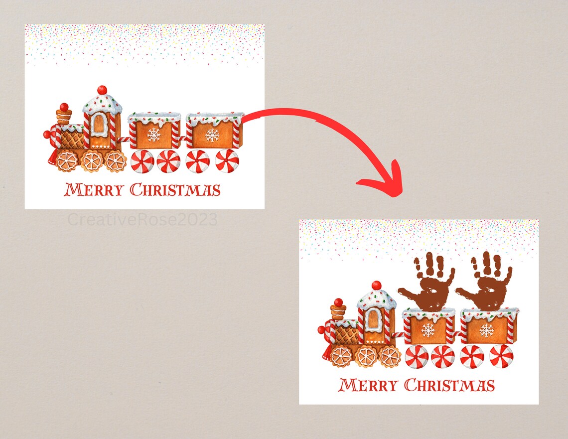 Christmas Train Handprint Painting Craft Printable for Kids - Etsy