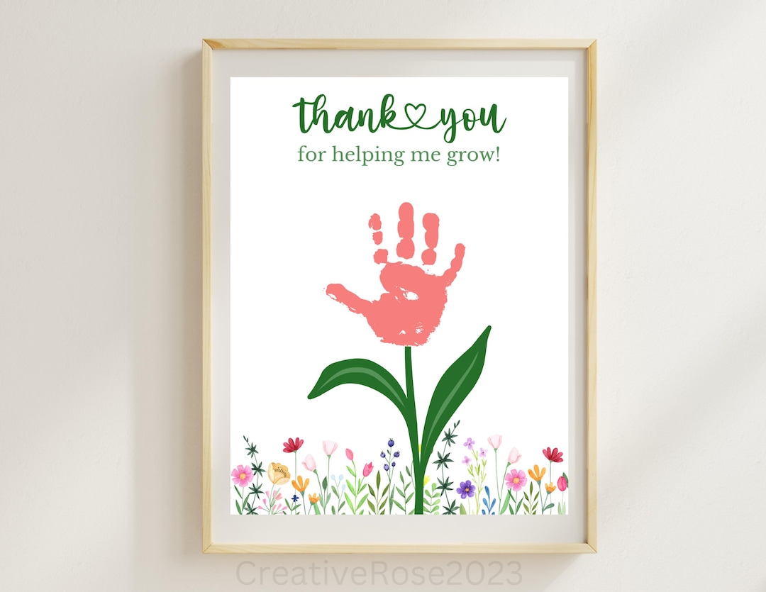 Teacher Appreciation Hand Print Art Printable | Daycare Teacher Gift ...
