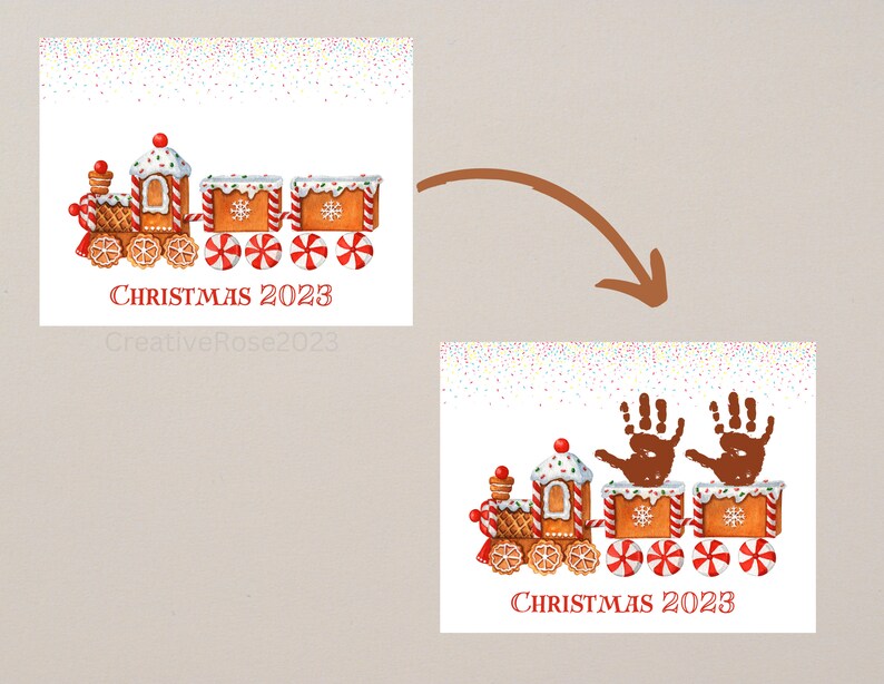 Christmas Train Handprint Painting Craft Printable for Kids - Etsy