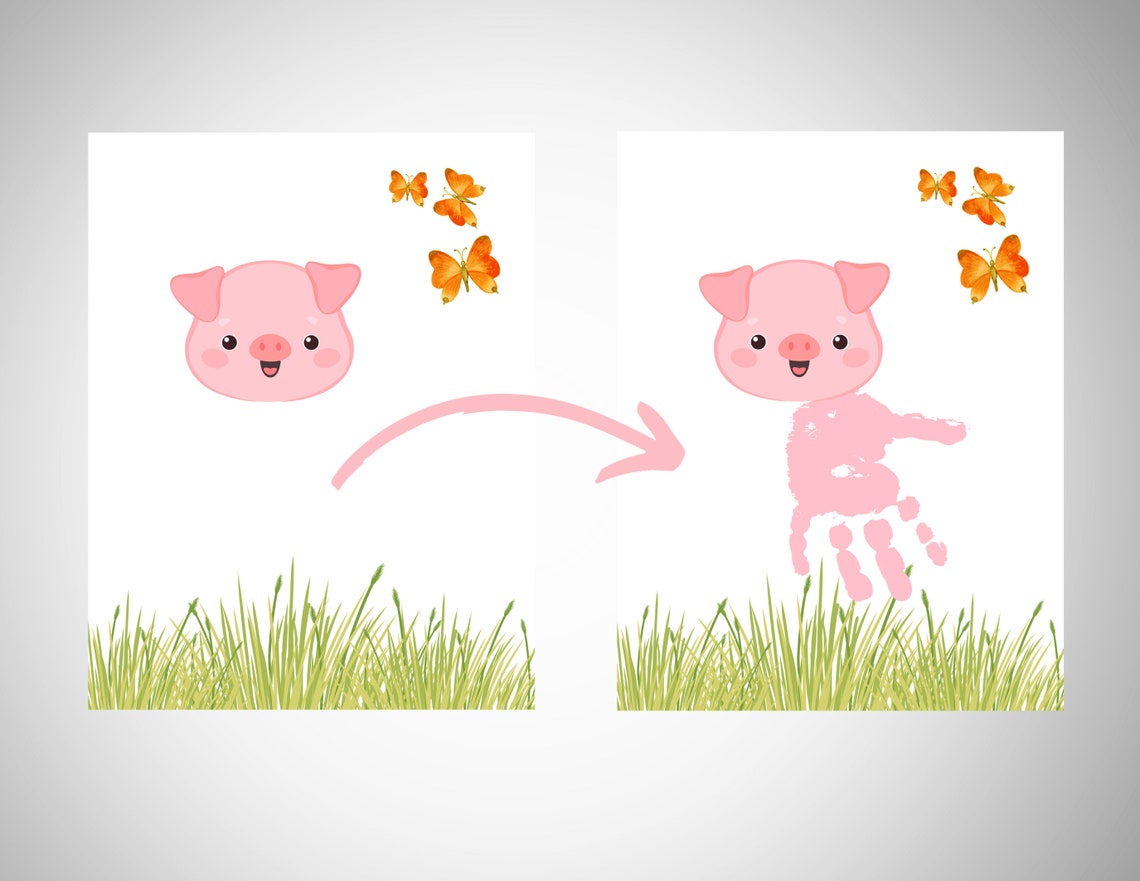 DIY Pig Farm Animal Handprint Footprint Art Craft Printable Template ...
