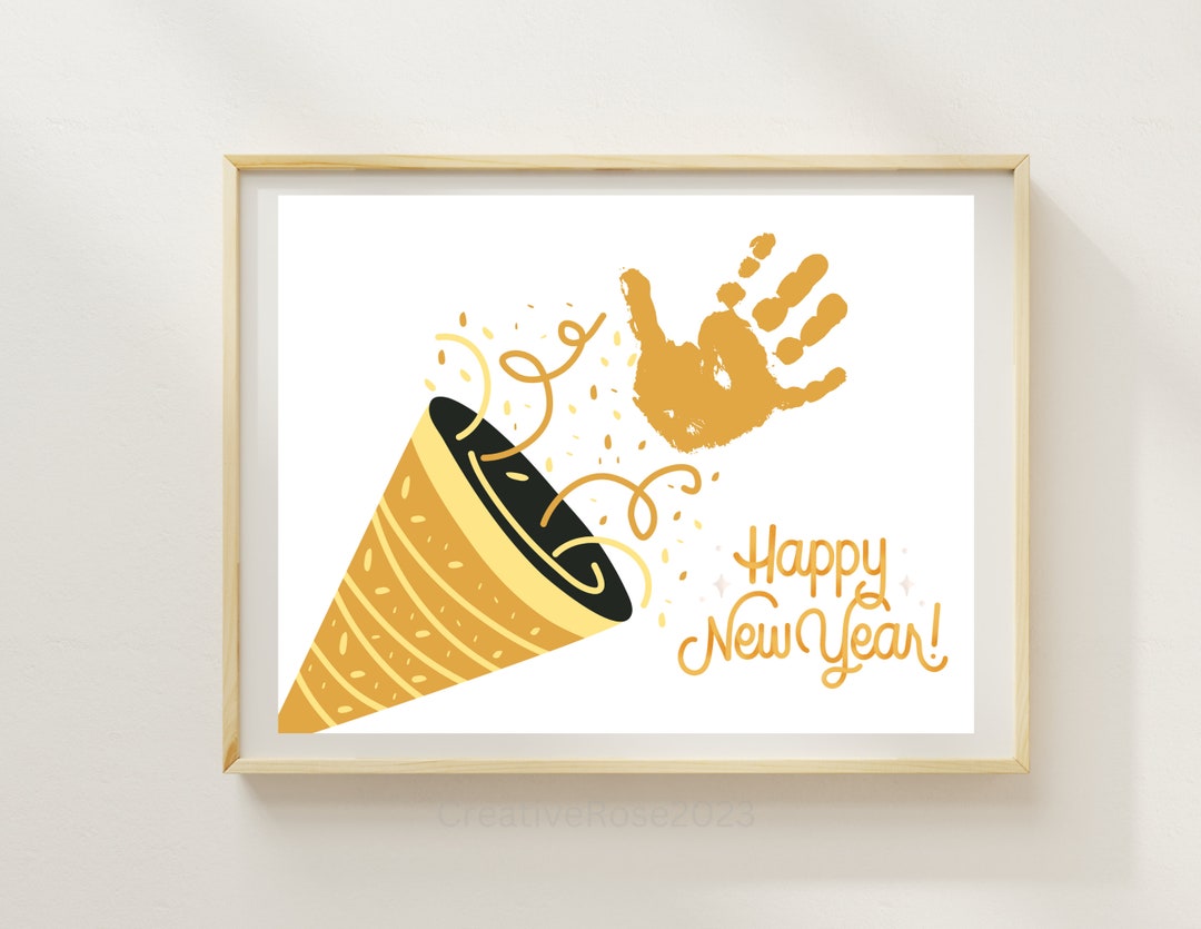 New Years Eve Party Handprint Art Craft Printable Template Gift for ...