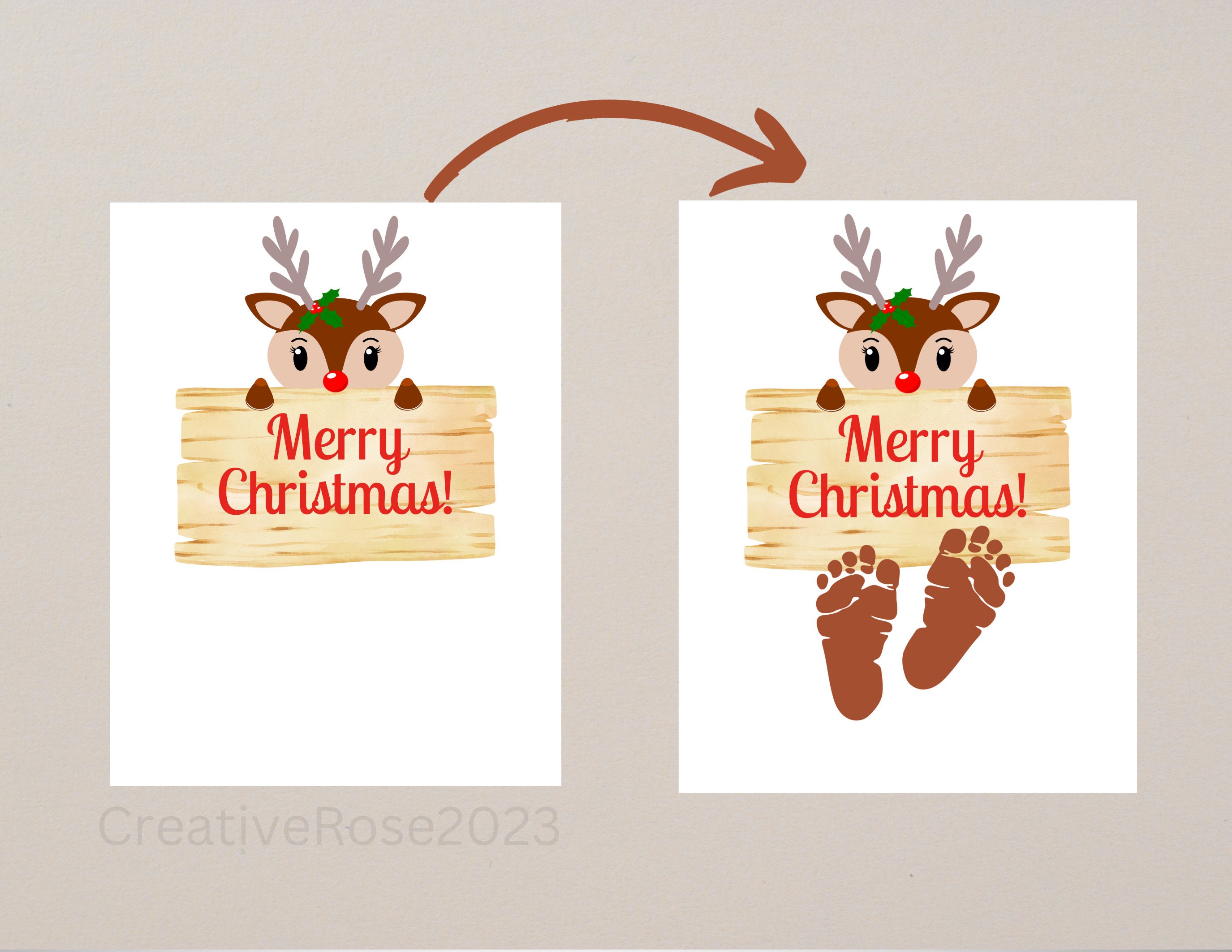 Christmas Footprint Craft Printable Card From Babies and - Etsy