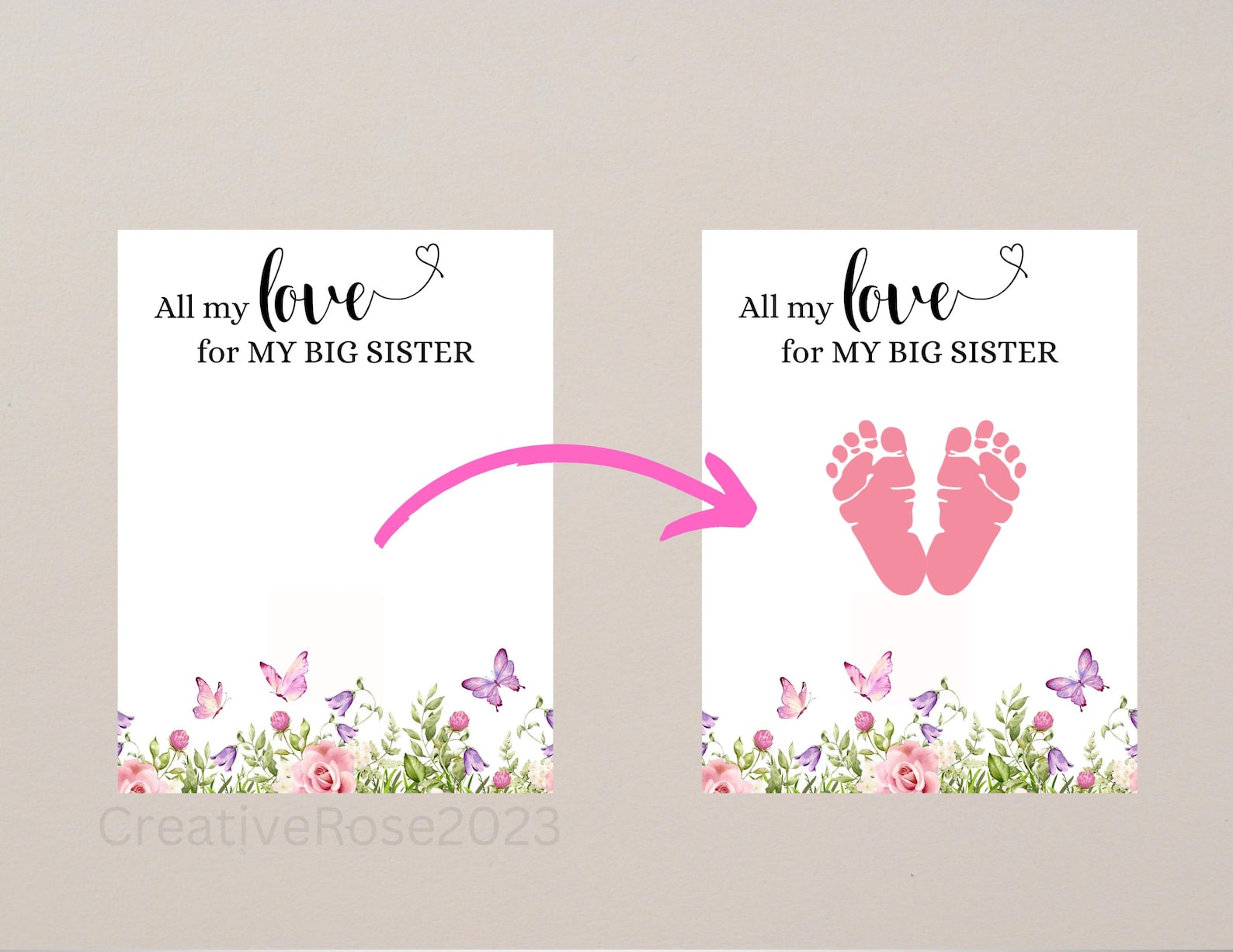 Big Sister Gift From Baby Handprint Art Floral Watercolor Print ...