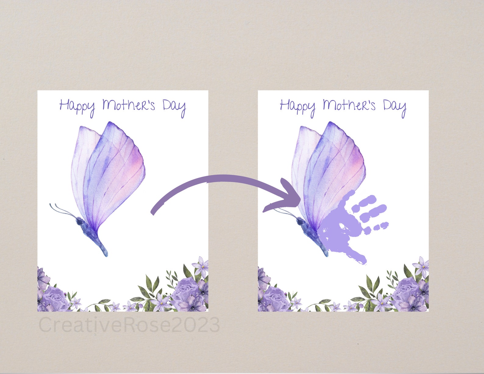 Mother's Day Handprint Art Printable Card to Gift Mommy From Baby ...