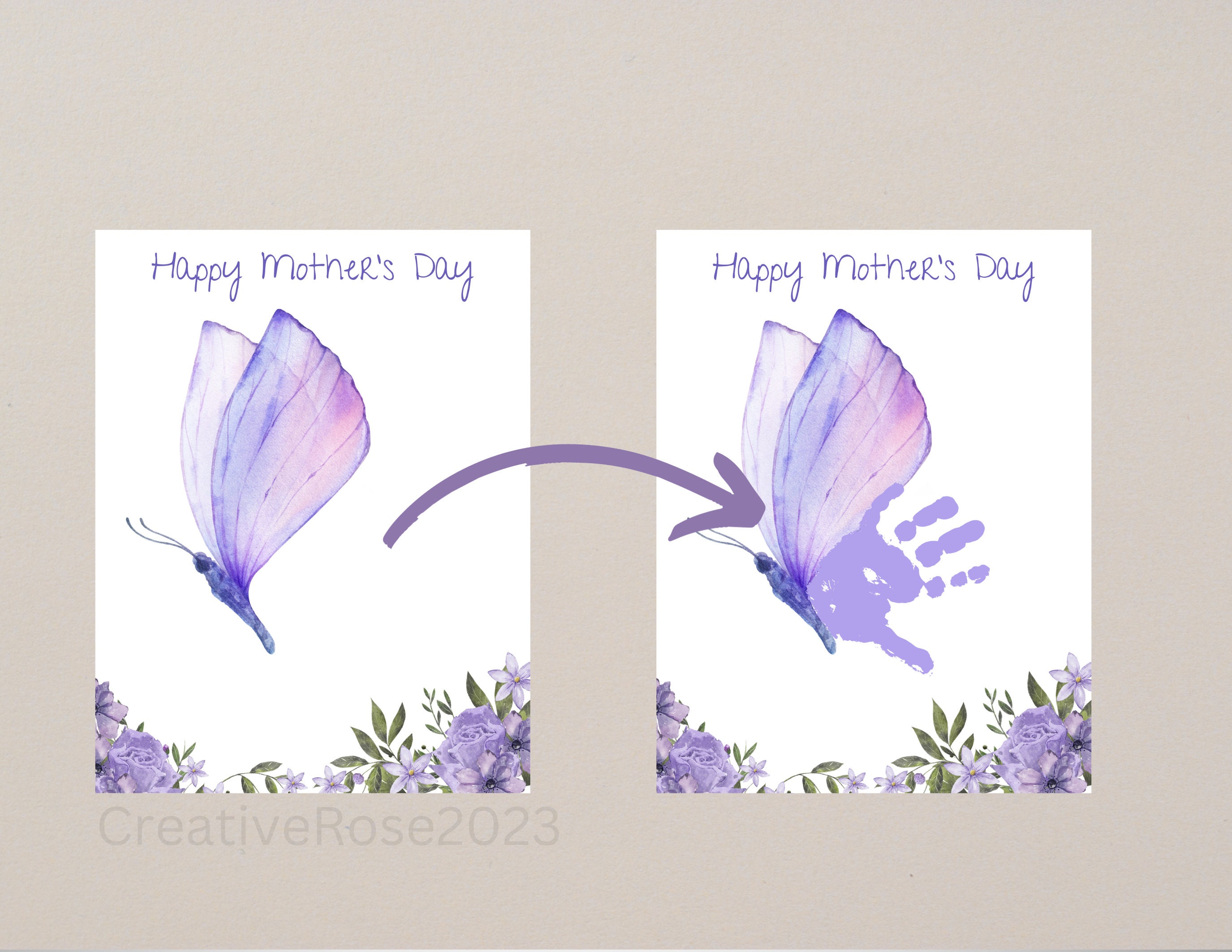 Mother's Day Handprint Art Printable Card to Gift Mommy From Baby ...