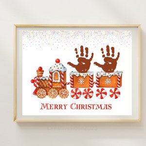 Christmas Handprint Craft Printable | Gingerbread Train Handprint Art ...
