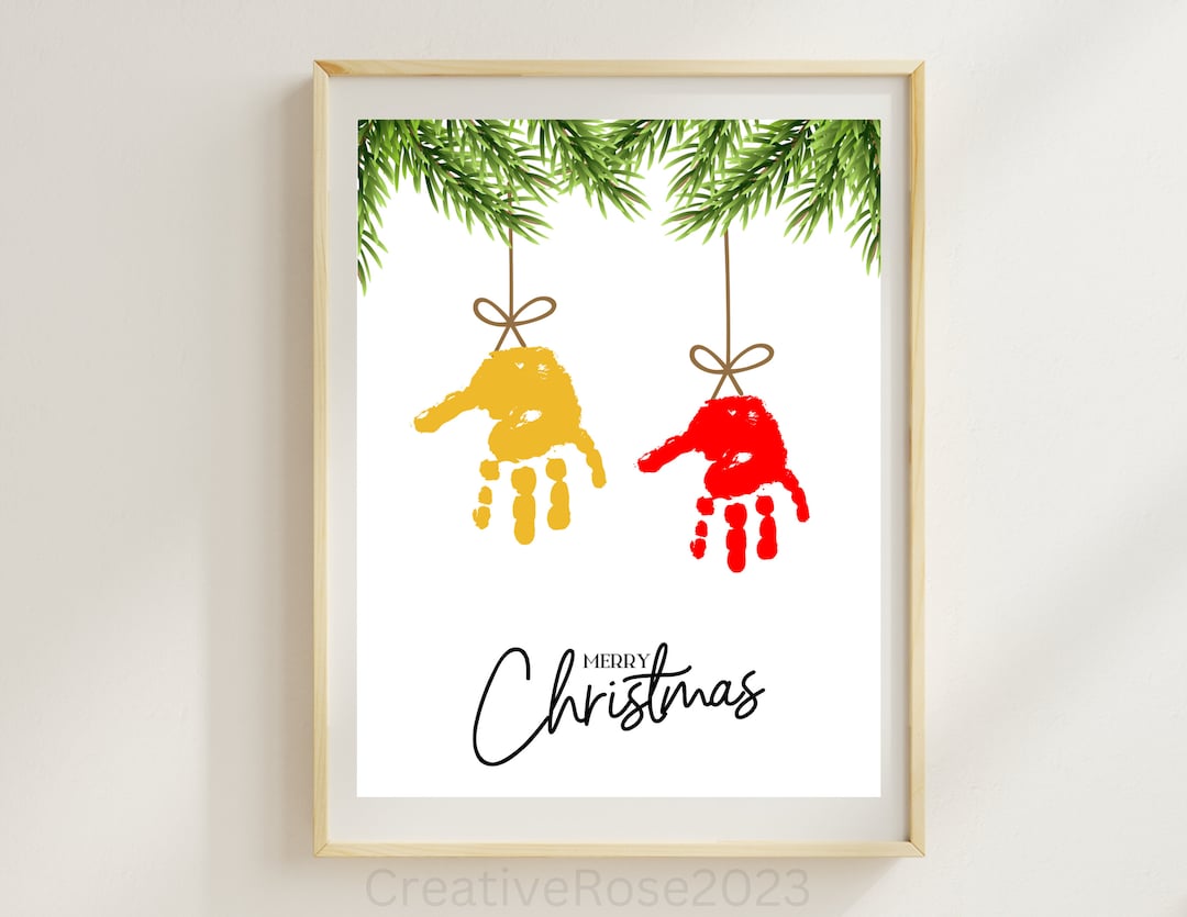 Christmas Ornament Handprint Art Painting Craft Printable Template Baby ...