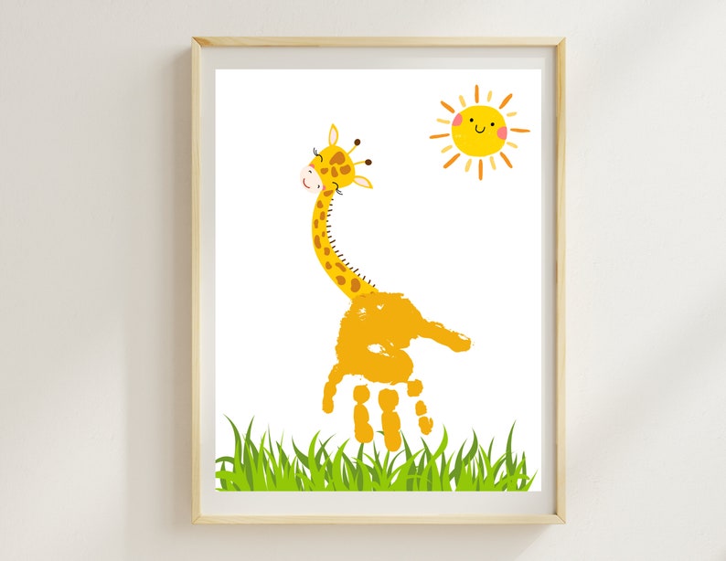Giraffe Animal Handprint Art Painting Craft Gift Printable Template for ...