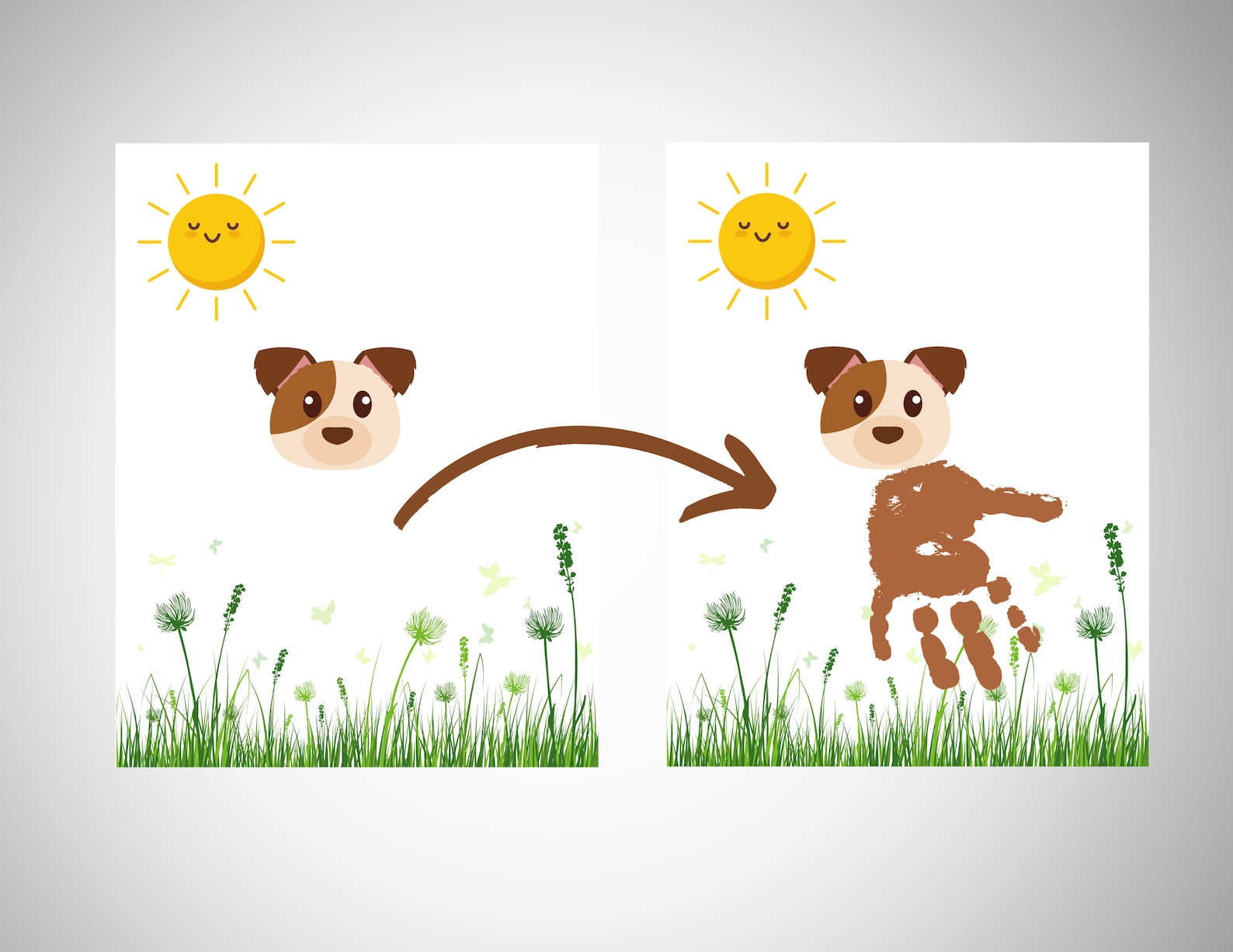 Dog Handprint Art Craft Printable Template for Dog Lovers From Baby ...