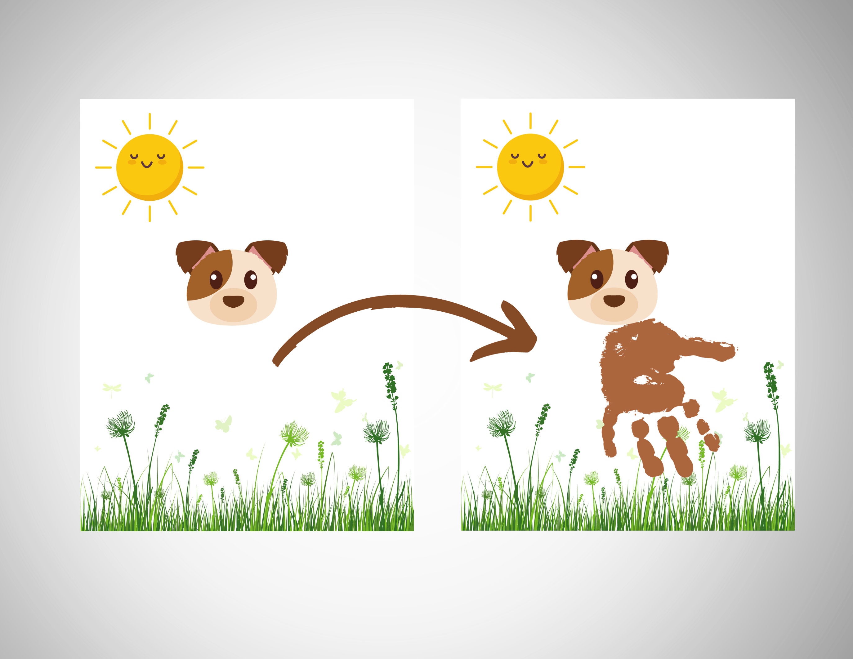 Dog Handprint Art Craft Printable Template for Dog Lovers From Baby ...