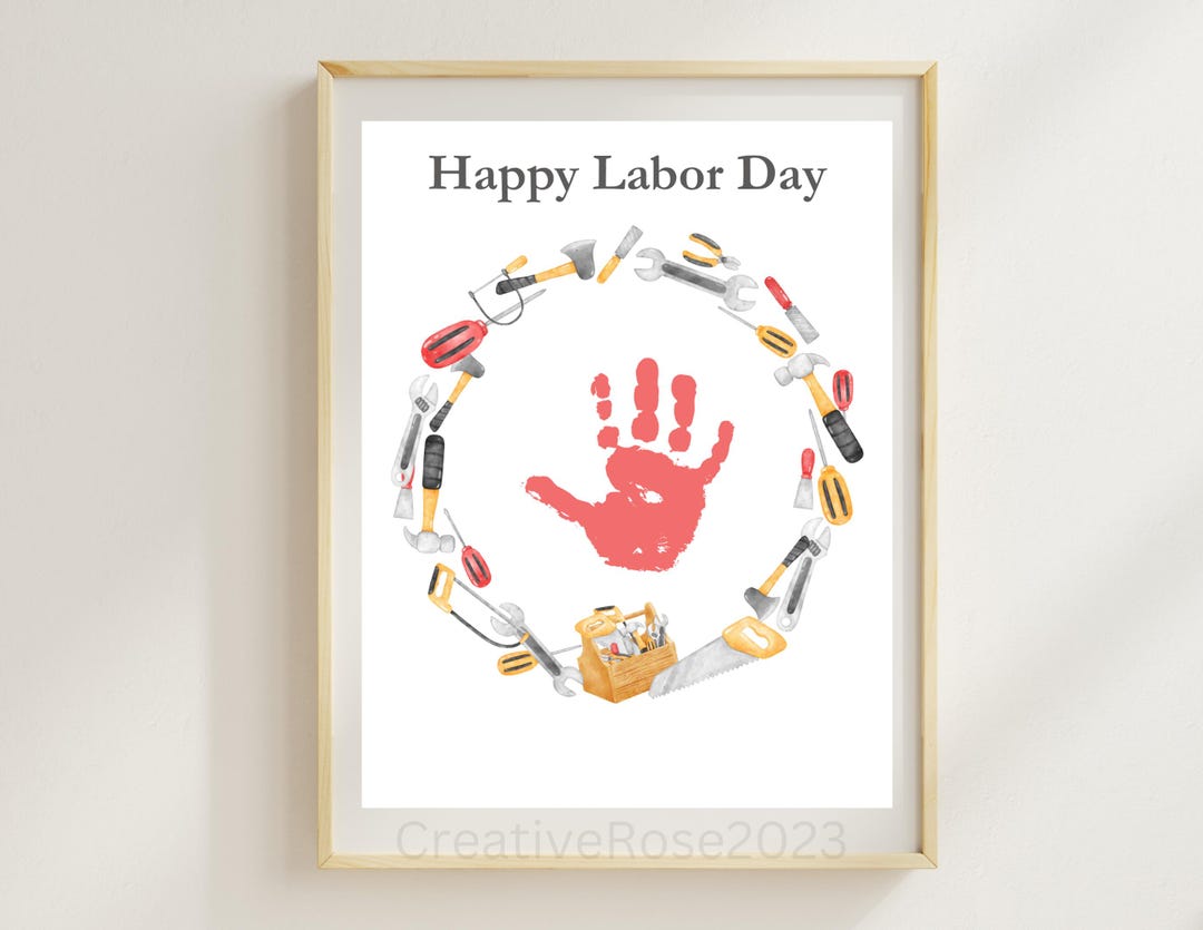 Labor Day Handprint Art Printable | Labor Day Craft for Preschool ...