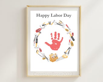 Labor Day Handprint Art Printable | Labor Day Craft for Preschool ...