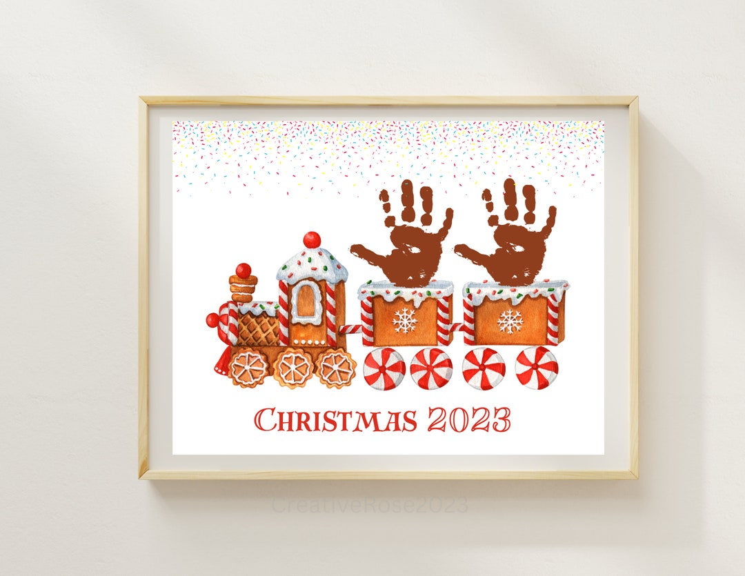 Christmas Train Handprint Painting Craft Printable for Kids - Etsy