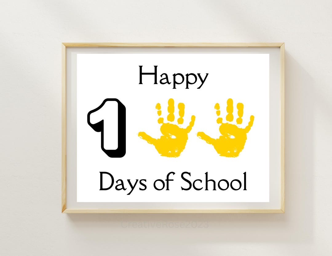 100th Day of School Handprint Art Printable | Preschool Handprint Craft ...