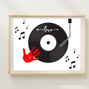 Kids Vintage Record Music Player Handprint Footprint Art Painting Craft ...